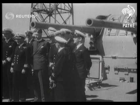 British war ships undergo repairs at US dockyard (1941)