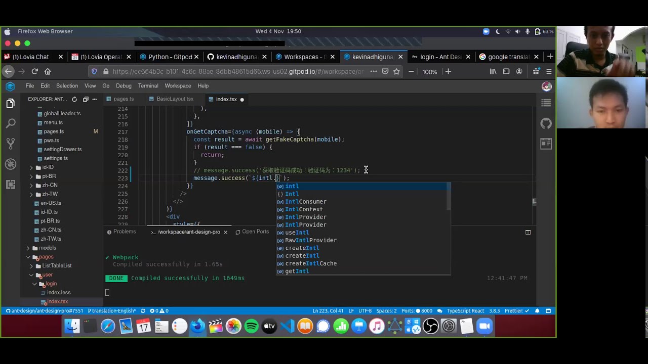 useIntl - Translating React App with Ant Design Pro & UmiJS - Kevin's HackMeet