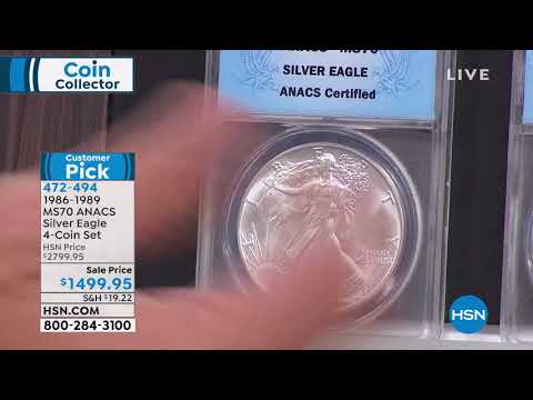 19861989 MS70 ANACS Silver Eagle 4Coin Set