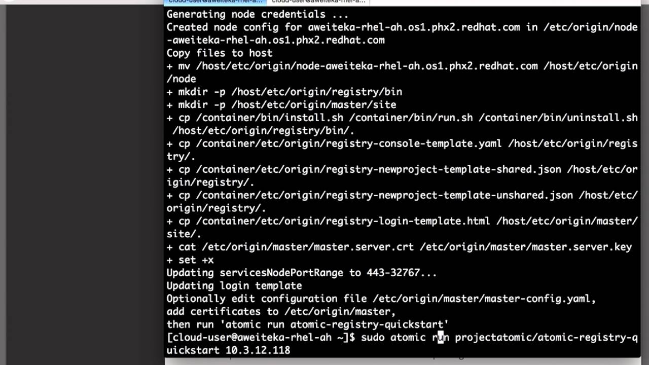 Atomic Registry Quickstart Install
