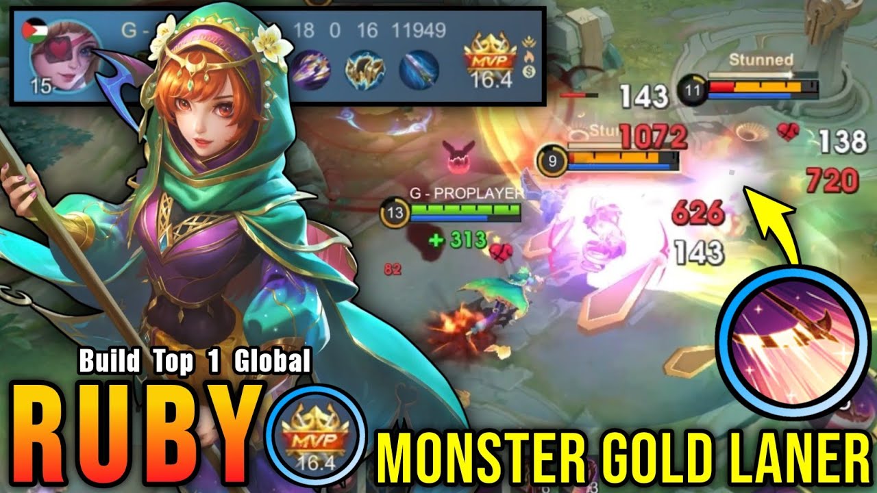 Monster Gold Laner!! Powerful Ruby Insane 18 Kills & 16 Assist!! - Build Top 1 Global Ruby ~ MLBB