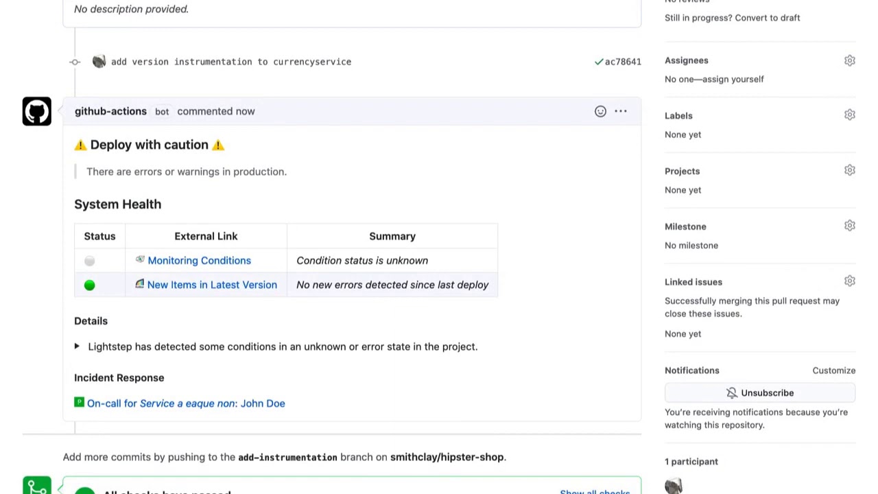 Lightstep Pre Deploy Github Action