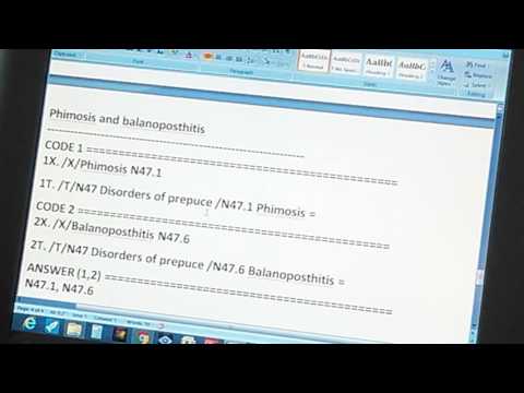 ICD-10 JJ-10A-279-05-L1 phimosis and balanoposthitis