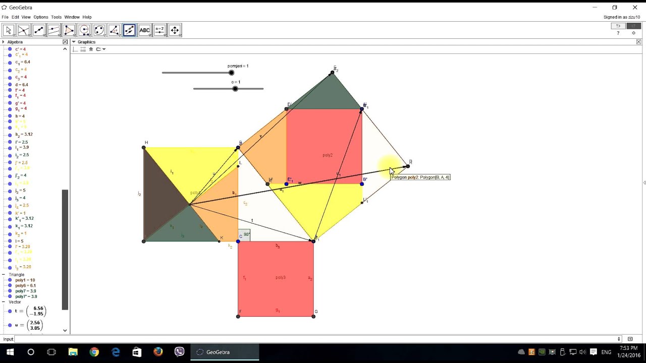Visual proof of the Pythagorean theorem in Geogebra [Tutorial]
