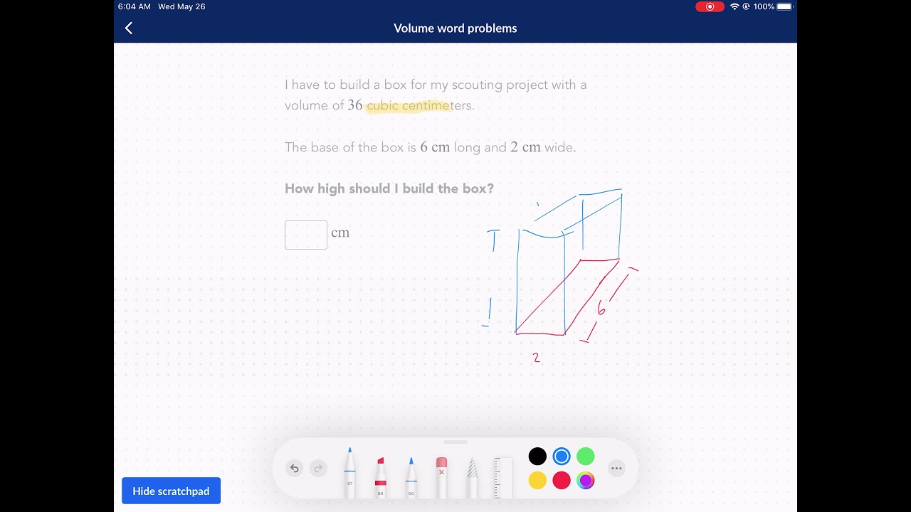 Khan Academy Tutorial: volume word problems