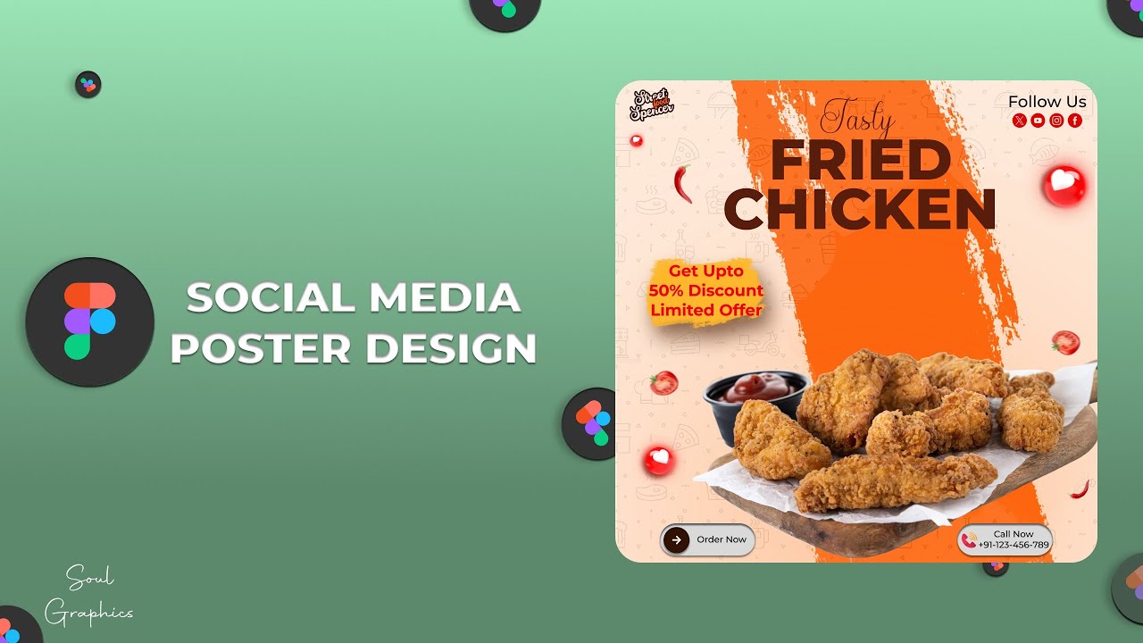 Fried Chicken Street Food Poster Desing in Figma  😋😎