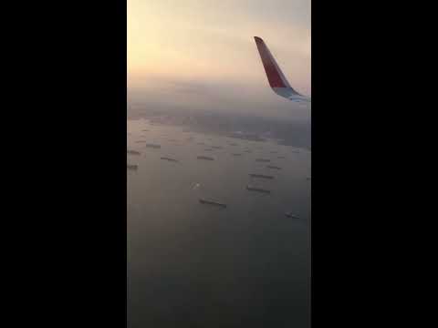 Flight arrival at Singapore airport