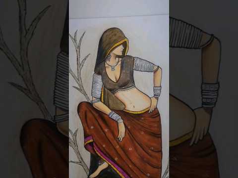 Beautiful Rajasthani Women Drawing by @shibugudduarts #shibuandgudduarts #drawing #youtubeshorts