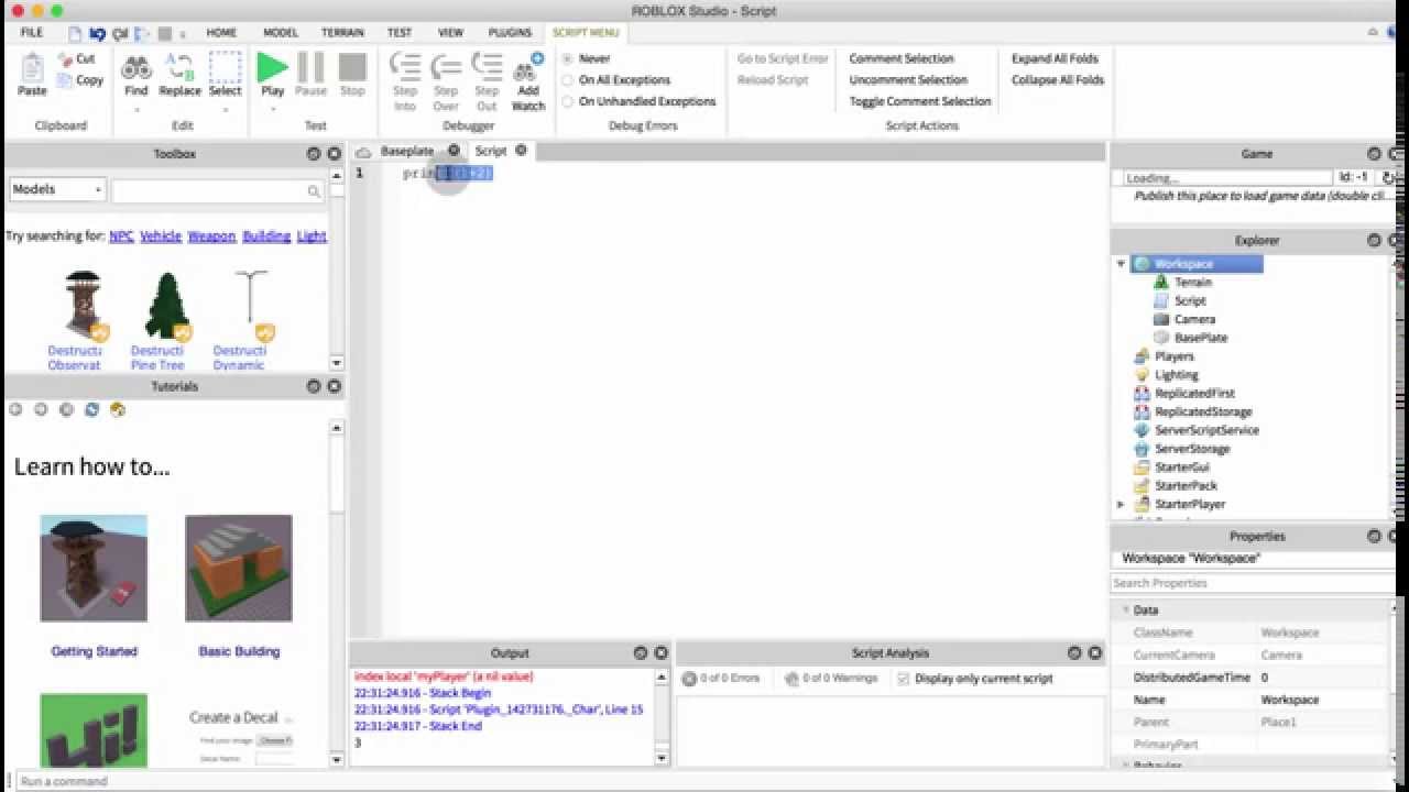 Lua Script Tutorial - Lesson One: 