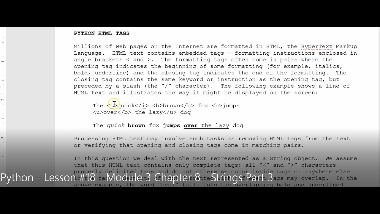 Python - Lesson #18 - Module 3 Chapter 8 - Strings Part 3