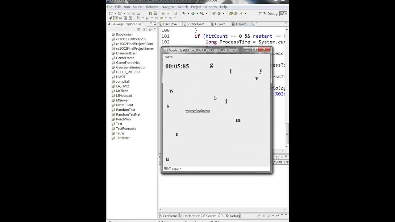 Java JApplet mini game
