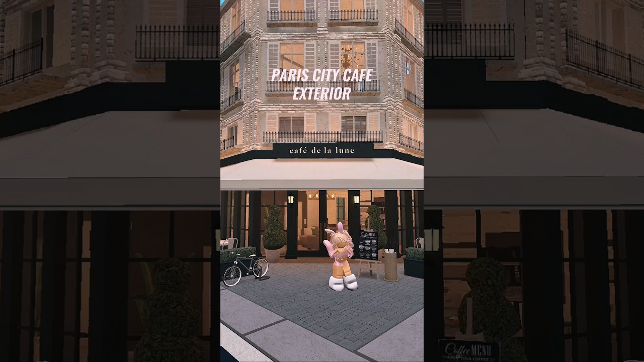 Bloxburg Paris city cafe exterior ☕️ #bloxburg #bloxburgparis #bloxburgcafe #bloxburgbuilds