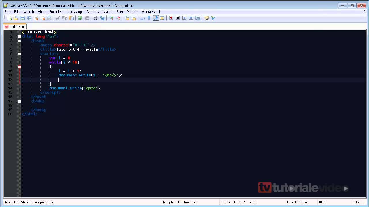 Tutoriale Video JavaScript nr.4 despre while