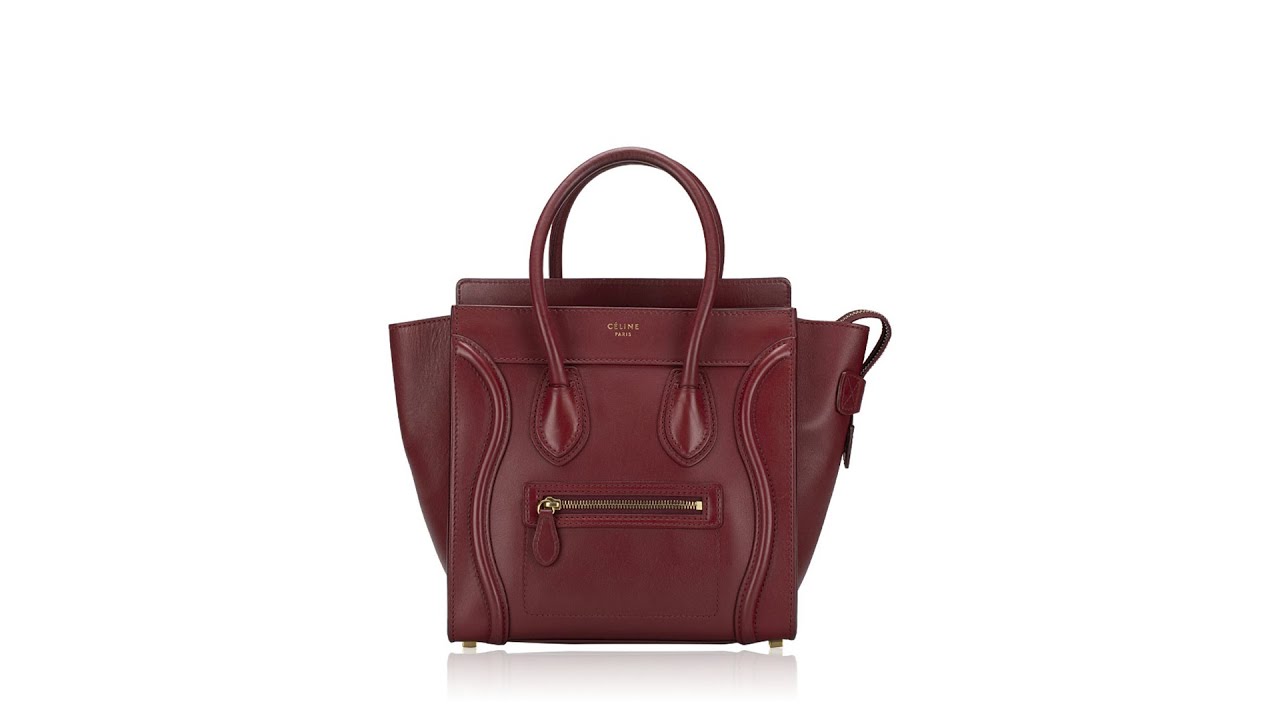 Celine Smooth Calfskin Micro Luggage Burgundy