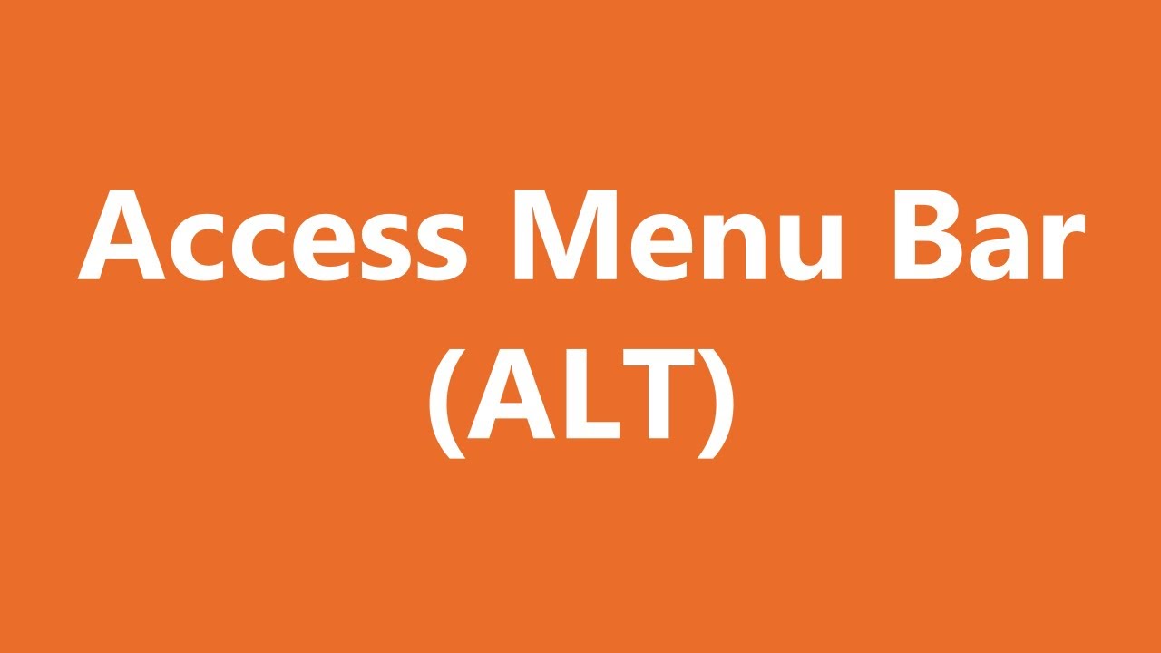 Excel Shortcuts - Access Menu Bar