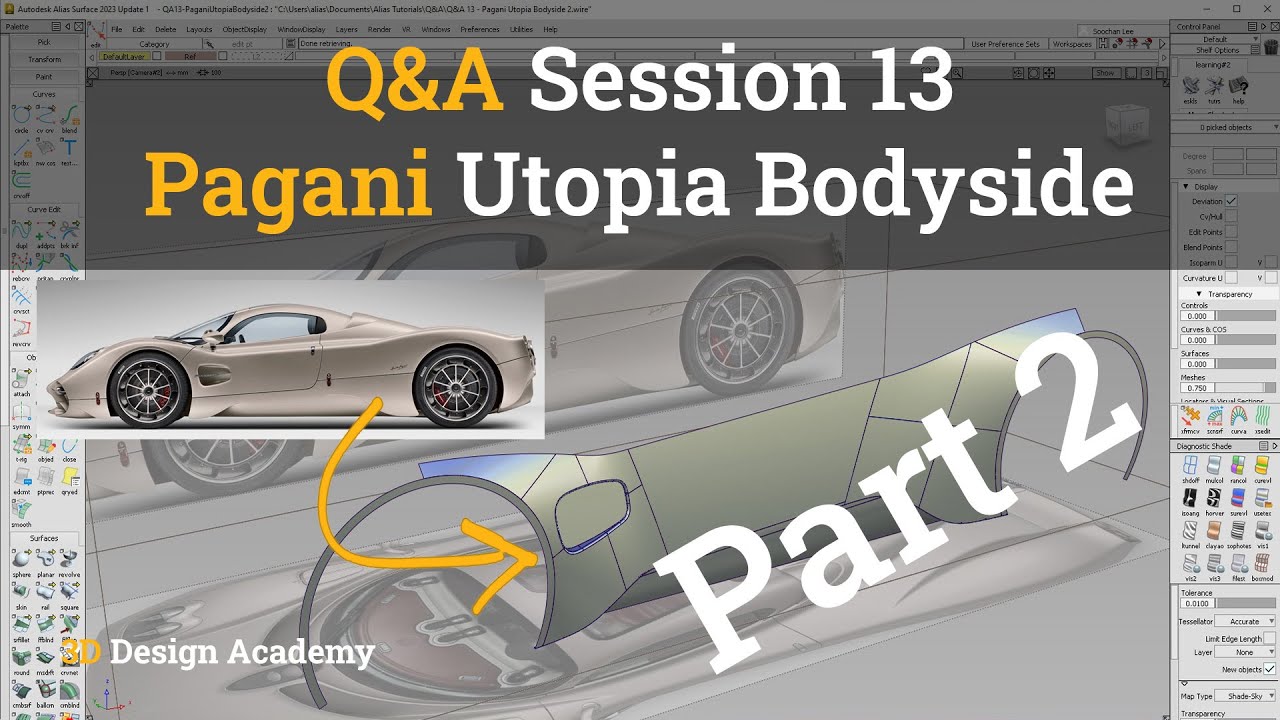 Autodesk Alias Tutorials I Q&A 13 - Pagani Utopia Bodyside 2