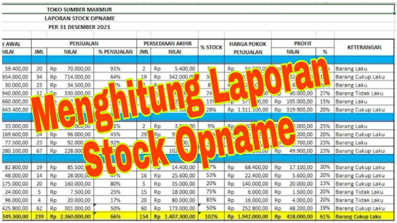 Membuat Laporan Stock Opname di Microsoft Excel