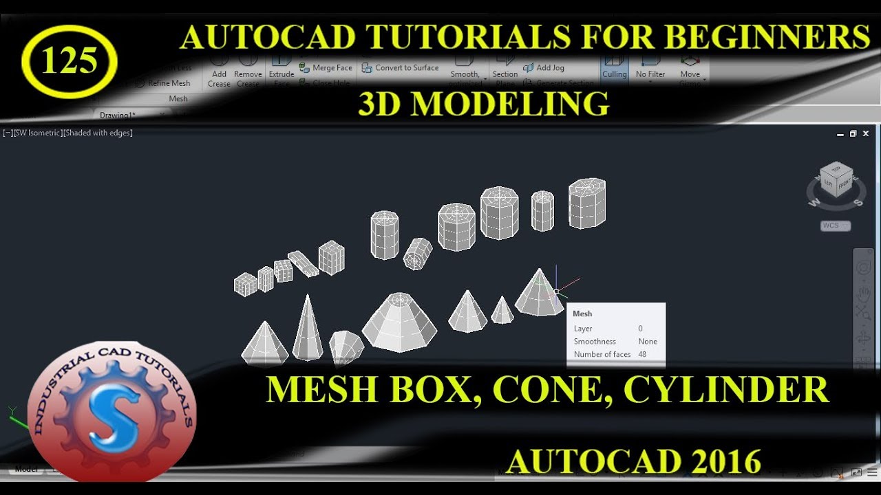 MESH BOX || CONE || CYLINDER || BASIC TUTORIALS FOR BEGINNERS || AUTO CAD 2016