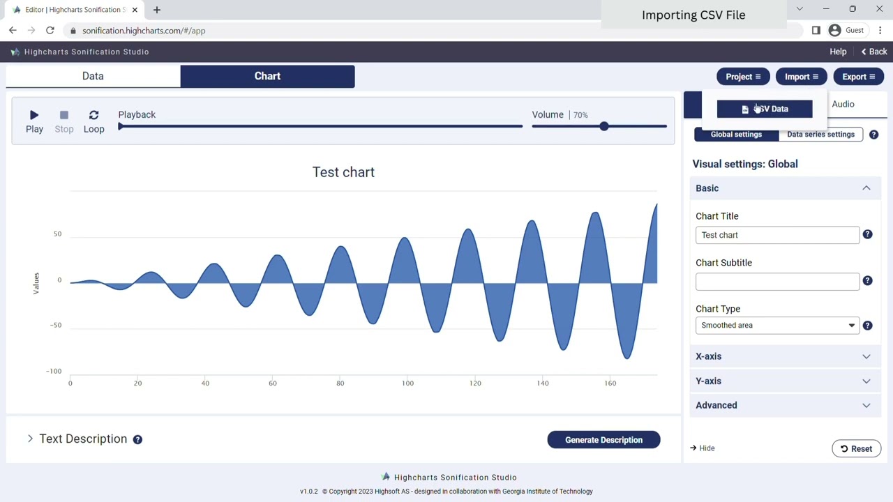 HSS Converting to CSV and Importing into the Highcharts Sonification Studio
