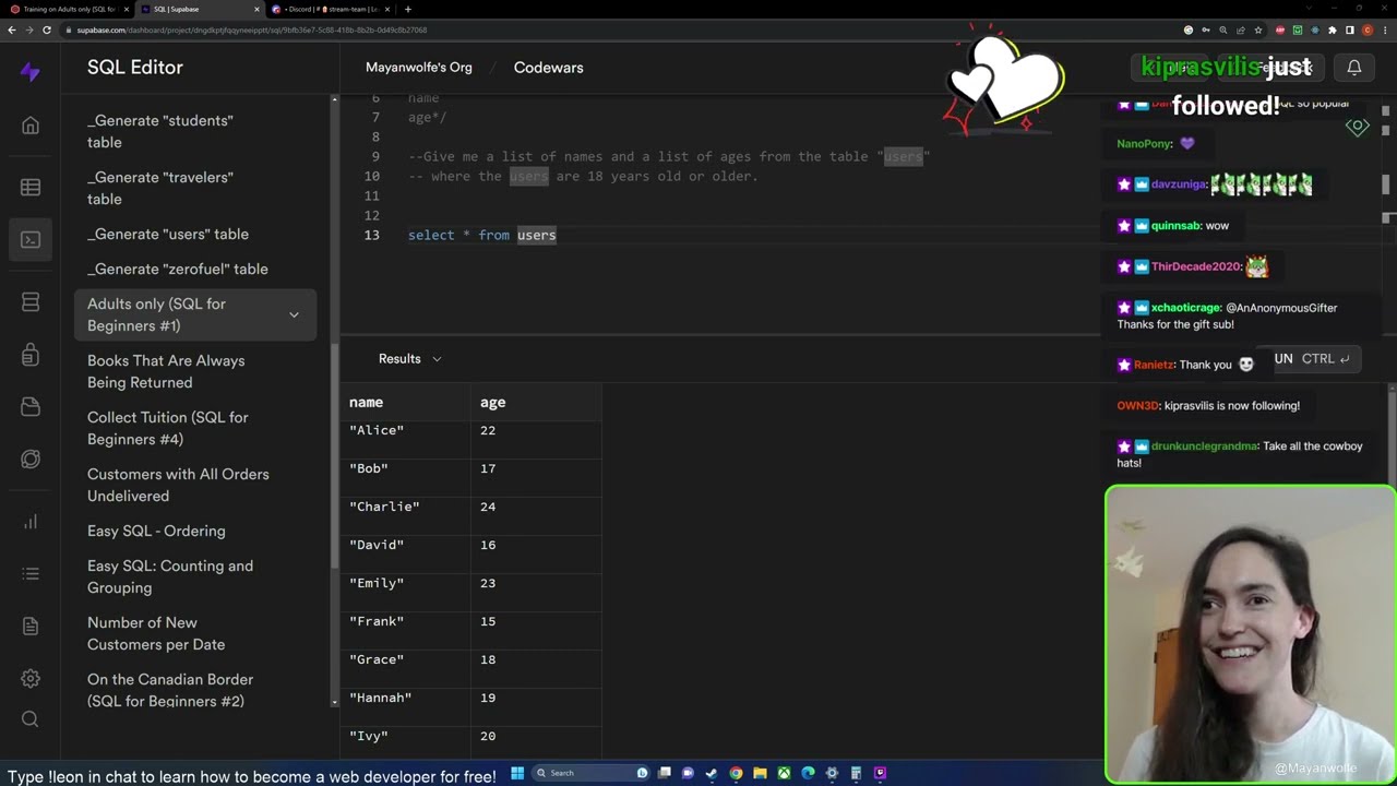 #100Devs - Let's Practice SQL! (PostgreSQL, Supabase)