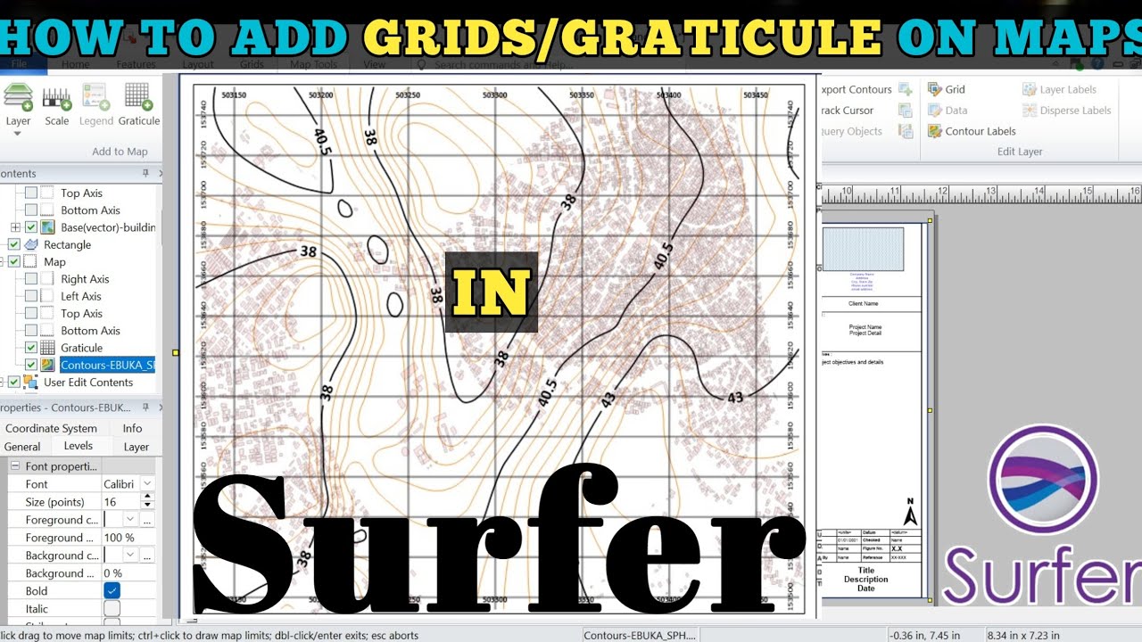 How to Add Graticule/Grid Lines to Maps in Golden Software Surfer || Golden Software for Beginners