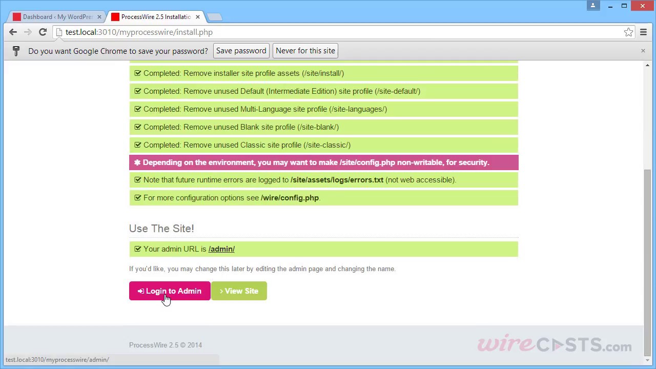 WordPress vs. ProcessWire - Installation