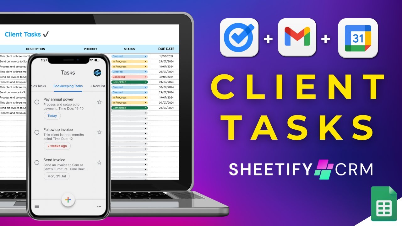 Google Sheets Task Tracker Template (Sheetify CRM + Projects)