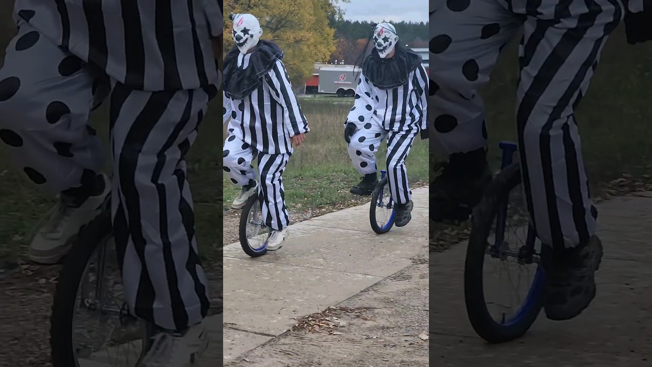 Killer Clowns on unicycles 🤡 #halloween #circus #scary #killer #unicycle #costume #funny #horror