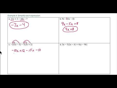 Simplifying Algebraic Expressions