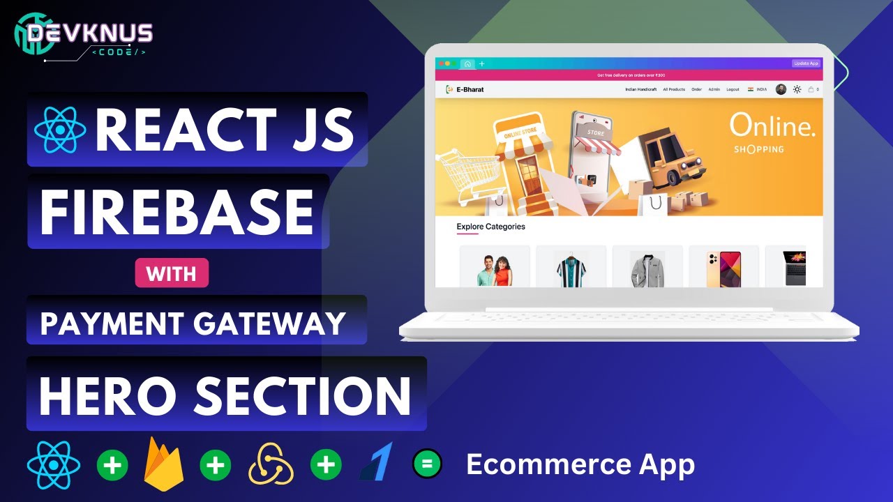 Build Ecommerce App with React And Firebase | Creating HeroSection | React Projects For Beginners #6