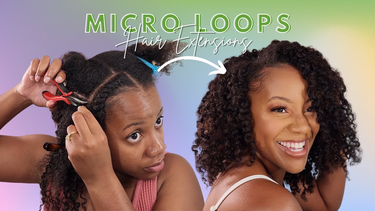 HOW TO INSTALL |Micro Ring Loop Hair Extensions |Natural Kinky Curly Hairstyle | NIA WIGS |PONPONS