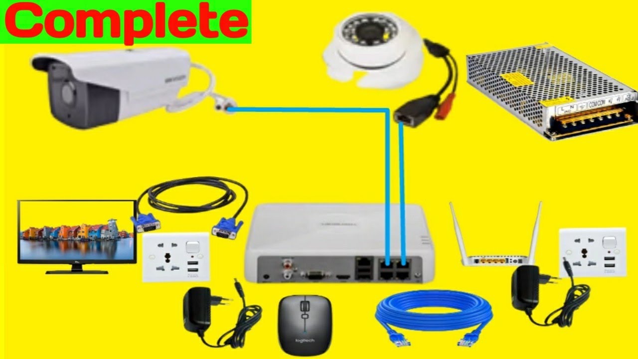 Complete CCTV Cameras Wired With DVR || How to CCTV Camera Proper Install || Diagram