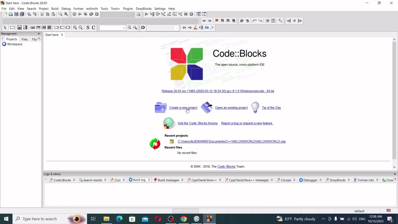 installation and hello world program using CodeBlocks
