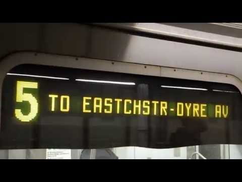 R142 sets 6831-6835 and 7066-7070 entering 14th Street on an Eastchester bound (5) via 7th Avenue