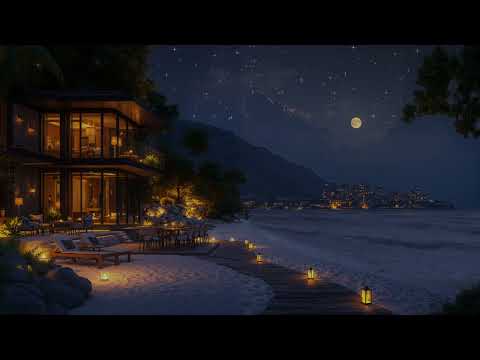 Dreamy Ocean Waves Under Full Moonlight | Relaxing Nature Sounds for Sleep Therapy, Tinnitus Relief๐
