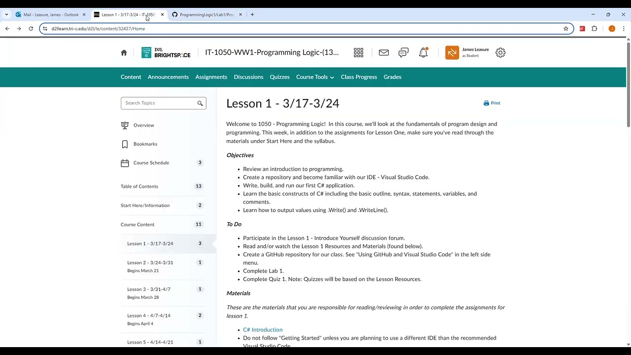 Submit a Lab using GitHub and Brightspace
