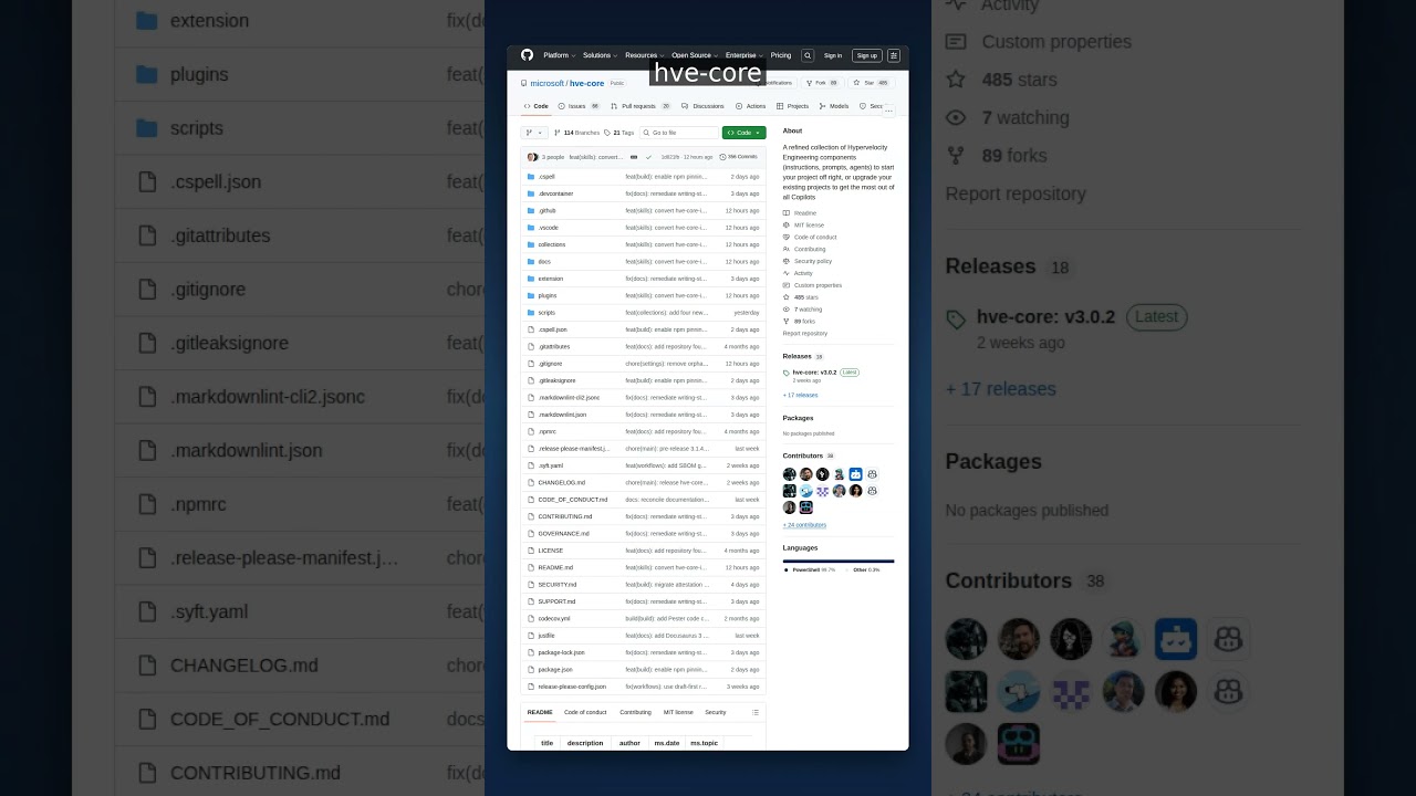 GitHub Nexus - Hypervelocity Engineering from Microsoft • hve-core | Prompts, Agents & More