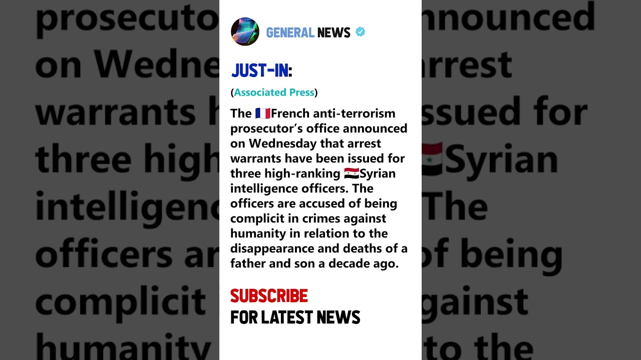 France issues arrest warrants for Syrian intelligence officers #shorts