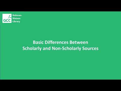 Basic Differences Between Scholarly and Non-Scholarly Articles