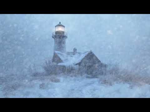 Frozen Lighthouse in a Winter Storm | Blizzard Sounds for Relaxation & Sleep