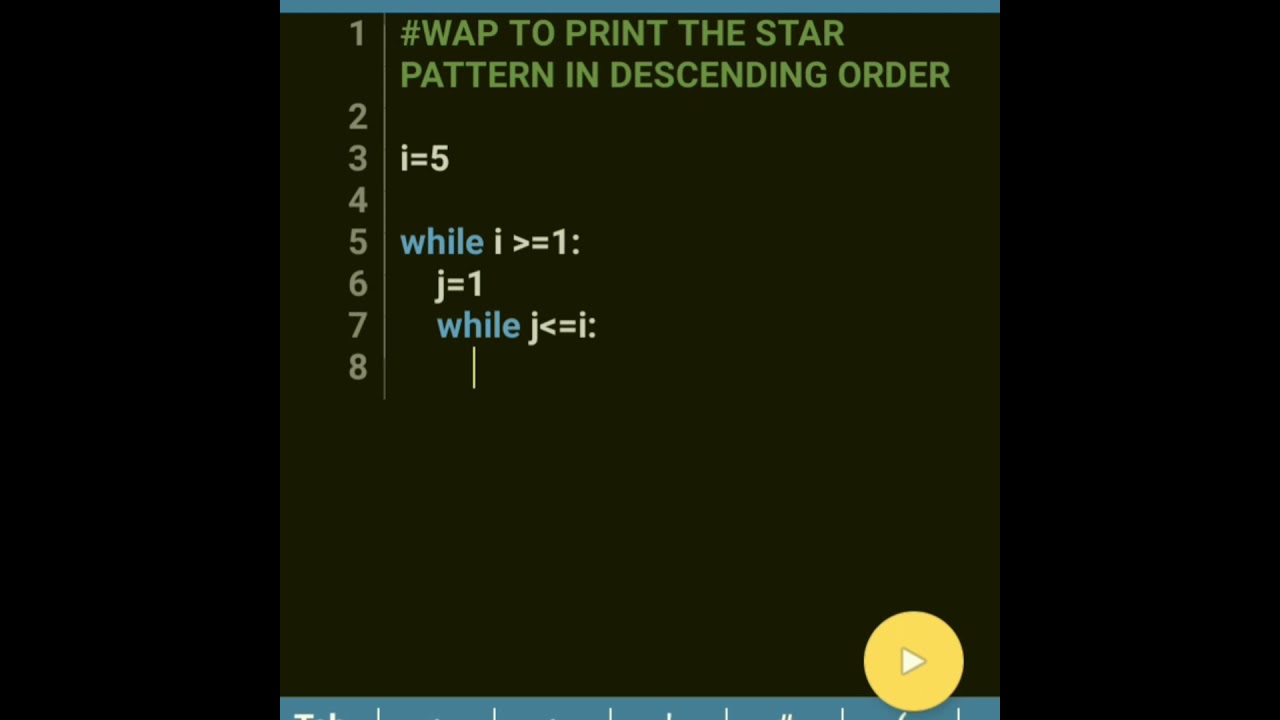 Python program to print the STAR PATTERN in descending order