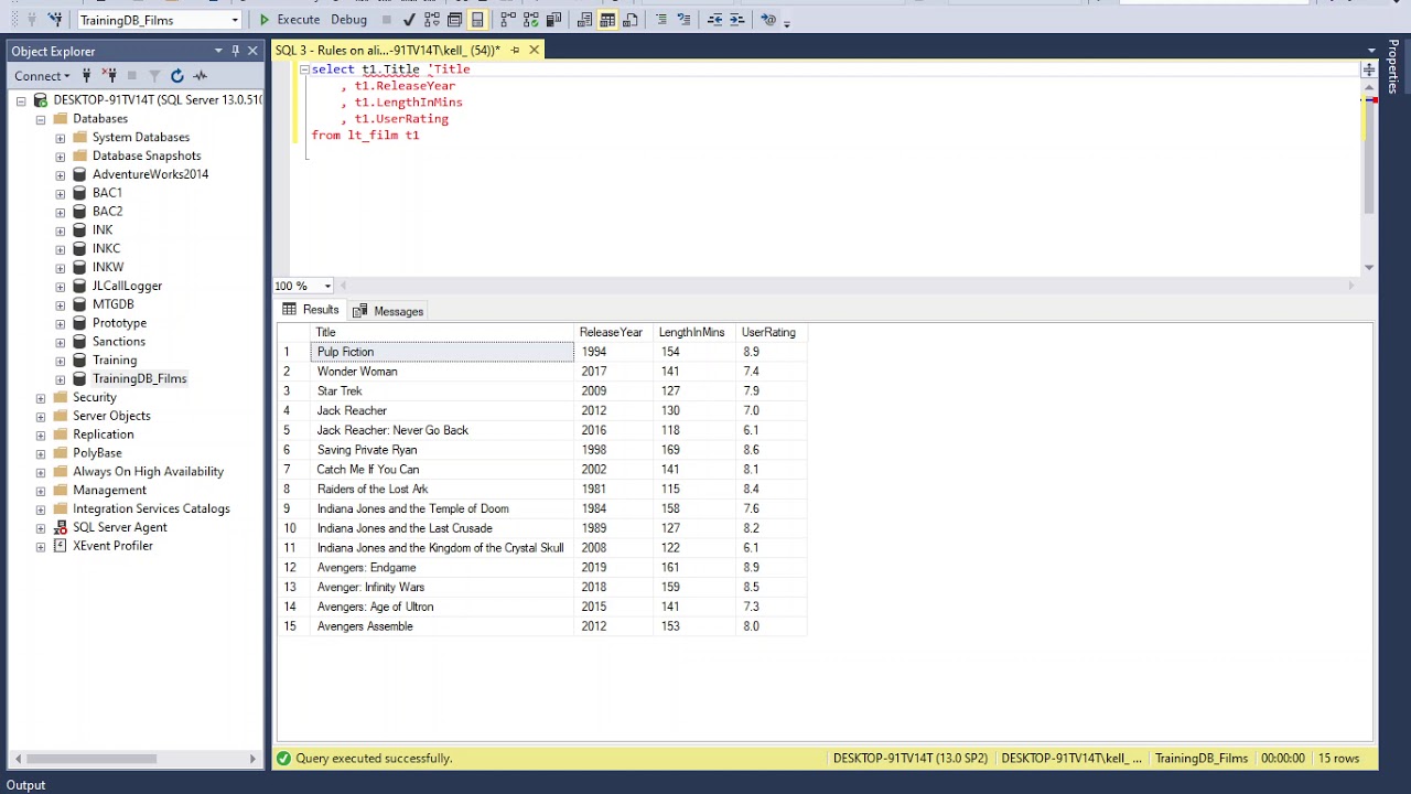 MS SQL tutorial covering a closer look at table and column aliases.