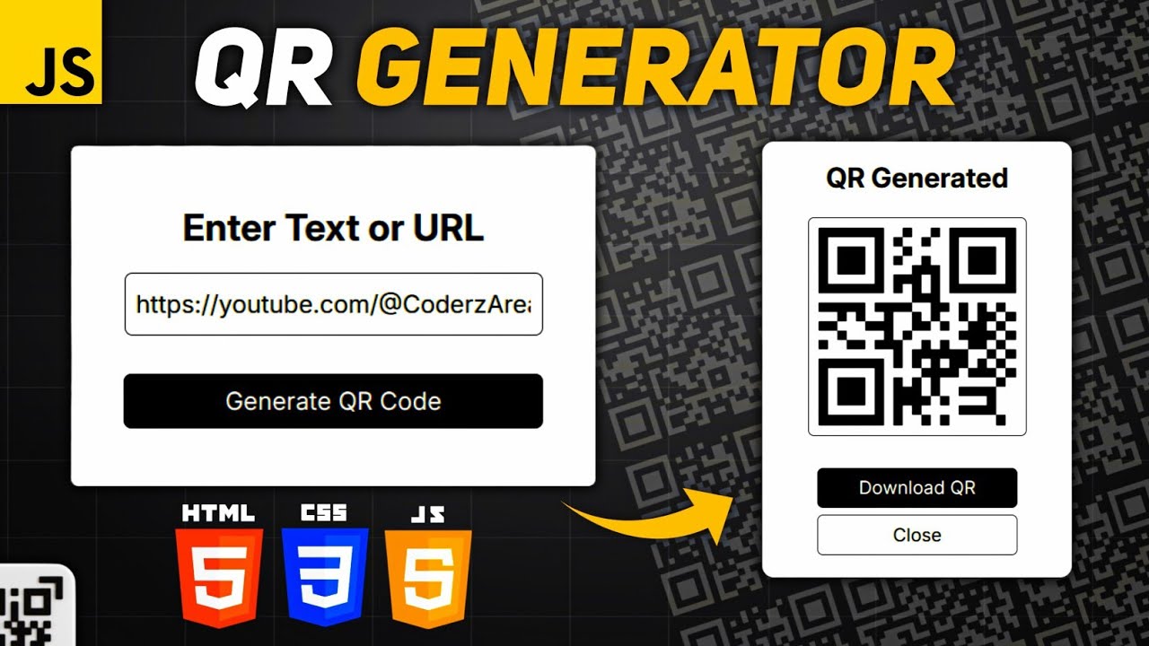 QR Code Generator using  HTML CSS JavaScript | JavaScript Mini Project | Coderz Area