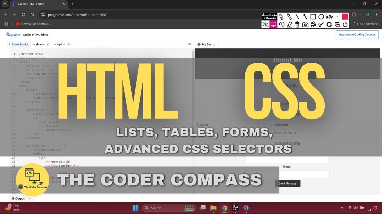 HTML & CSS Tutorial for Beginners - Lists, Tables, Forms, Advanced CSS Selectors | Web Design