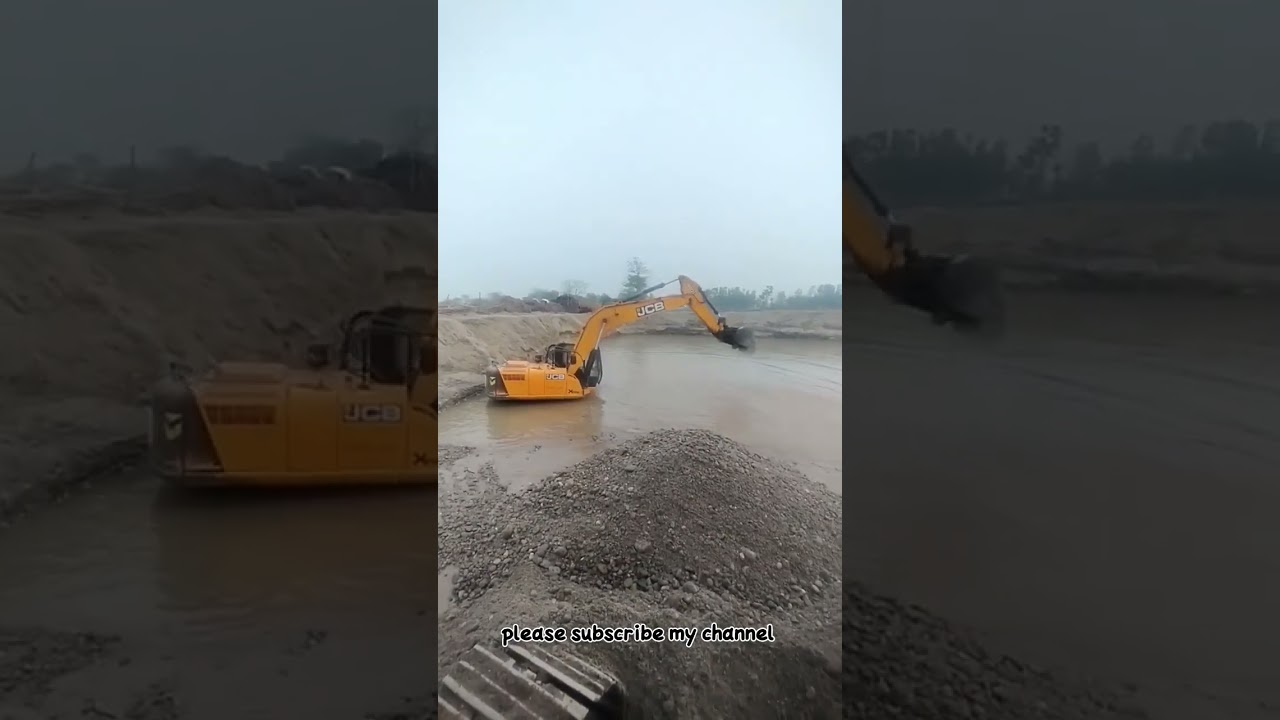 #excavator  digging a deep pond and extracting gravel