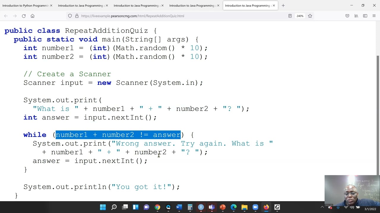 Java Language: Code to find the sum of two randomly generated values using Java Random Method & Loop