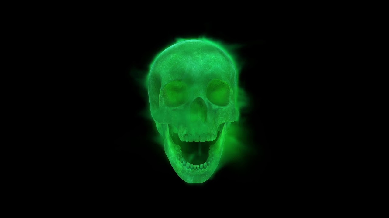 3D Kryptonite Flaming Skull Animation