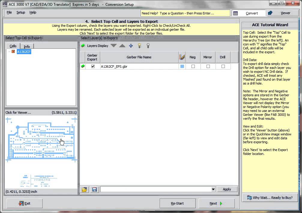 ACE 3000:  Import Postscript File using Ghostscript