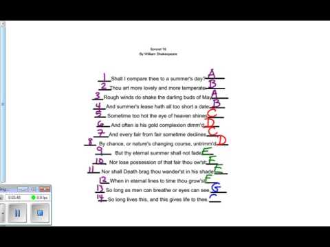 sonnet lines, rhyme, quatrains, heroic couplet