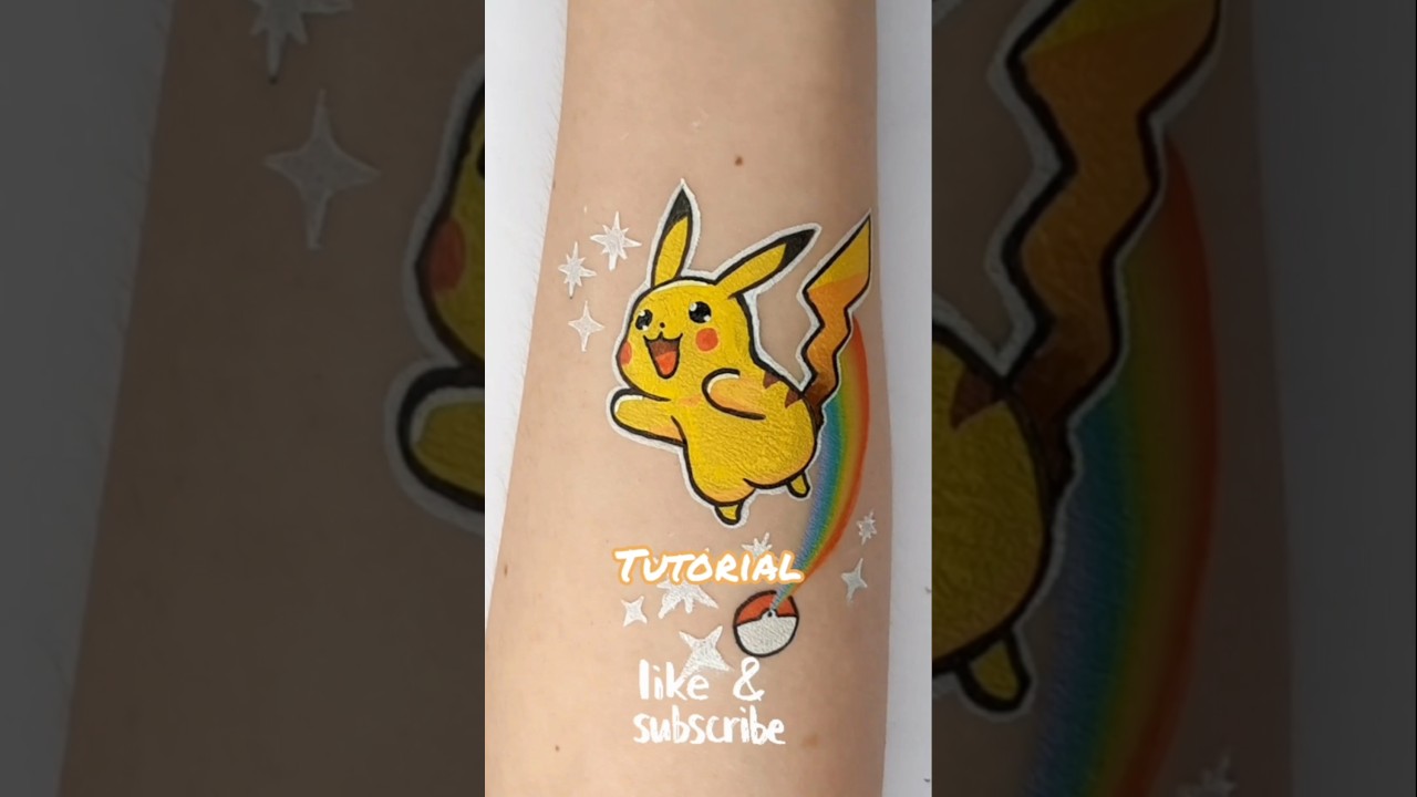 How to paint pikachu on skin ⚡ #pokemon #facepainting